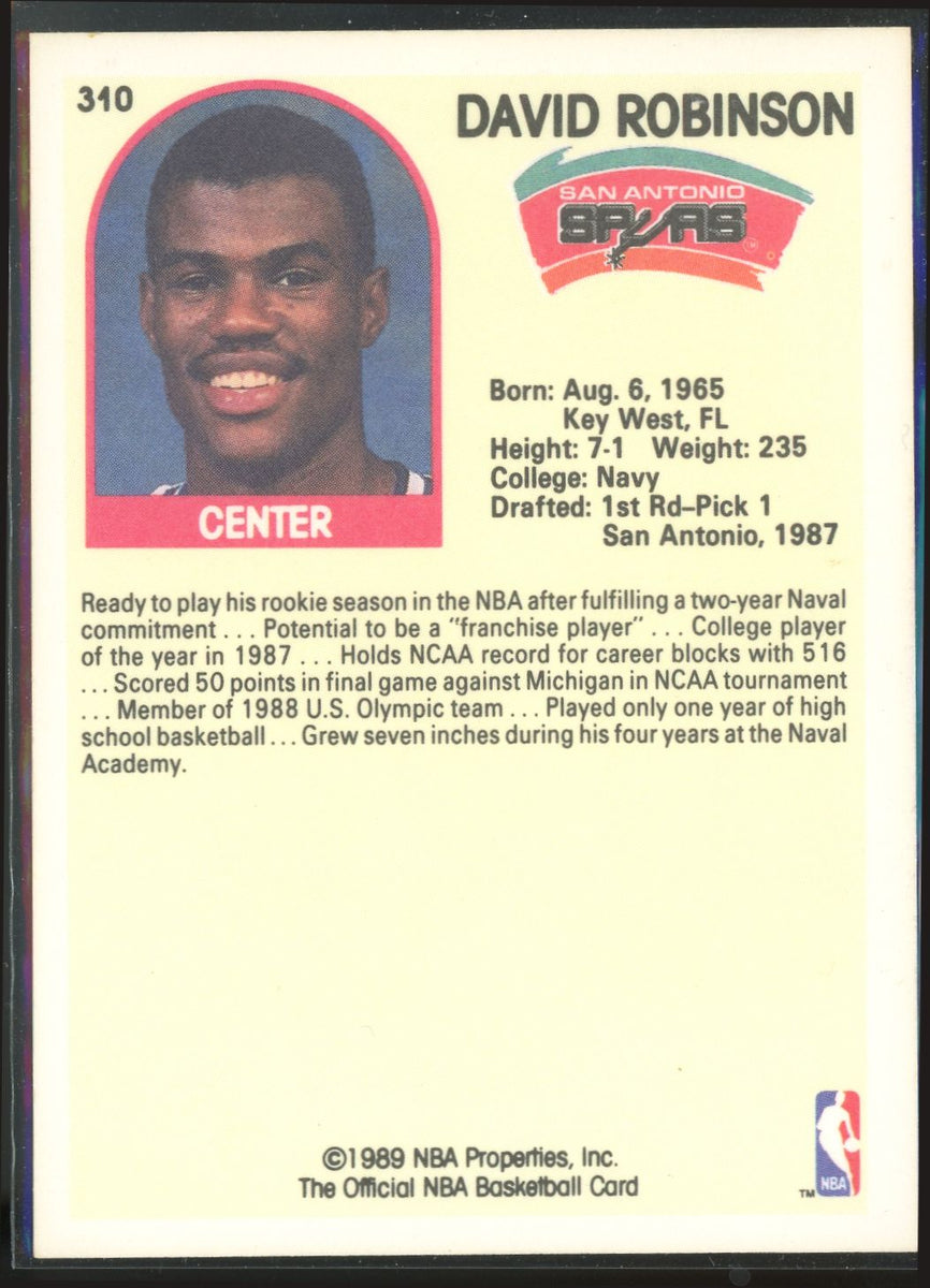 1989 Hoops David Robinson (RC) #310 MINT – All Vintage Cards
